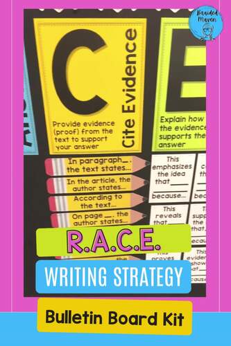 RACE Writing Strategy Bulletin Board Kit | Editable RACE Graphic Organizers