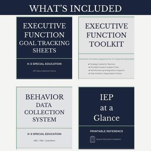 SPED Executive Function Toolkit Bundle | Behavior Data, Interventions ...