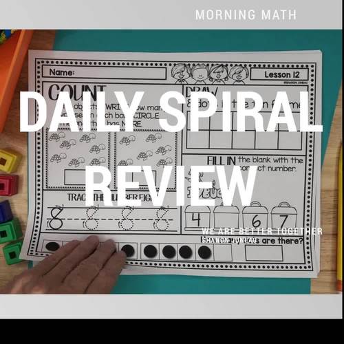 Daily Math Warm Ups Kindergarten Morning Work August - Summer Spiral Review
