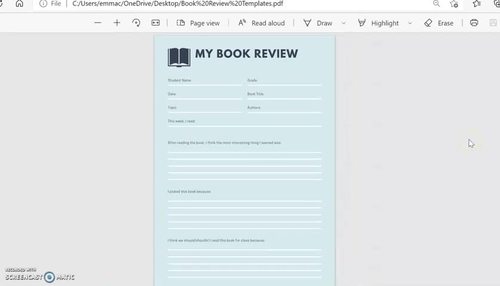 Book Review Template Worksheets for Primary Students (Year 1 to Year 6)