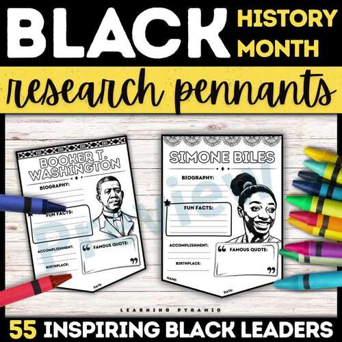 Black History Month Research Pennant Poster Activity Leader Biography ...