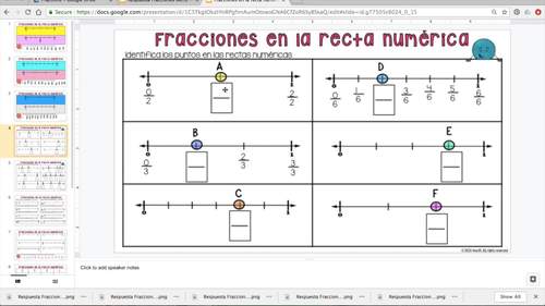 Fracciones en la recta numérica - Fractions on a Number Line | TPT