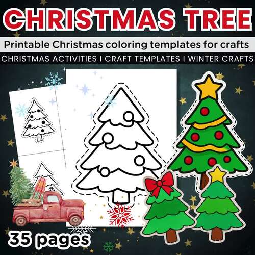 Christmas Tree Coloring Templates for Crafts, Decorations & Bulletin ...