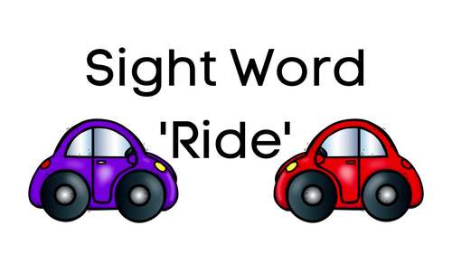 Sight Word 'Ride', Colorful Cars, Reading, Video and SLIDES | TPT