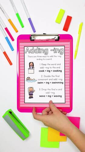 Inflectional Ending -ING Activities - Present Tense Verbs - Grammar Games