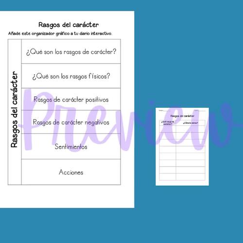 Rasgos del carácter-Organizadores gráficos by Bilingual Teaching Made Easy