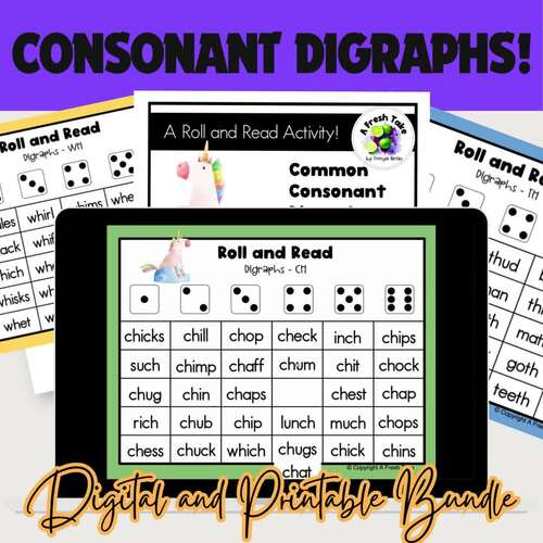 Roll & Read CH Digraphs Words & Sentences Digital & Printable Decoding ...
