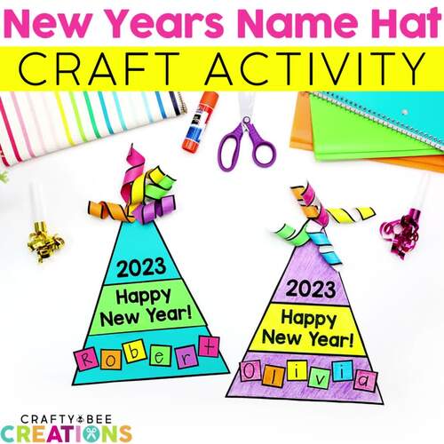 Happy New Year Name Hat 2026 Craft Template Name Activities Headband ...