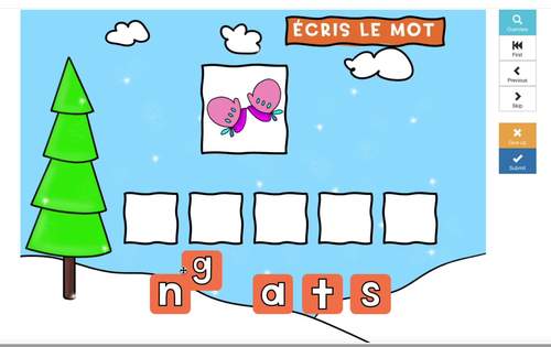 French WINTER Vocabulary Activities | L' HIVER Spelling BOOM CARDS
