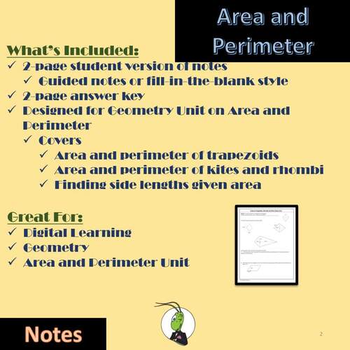 Area of Trapezoids, Kites and Rhombi Geo Guided Notes Area and ...