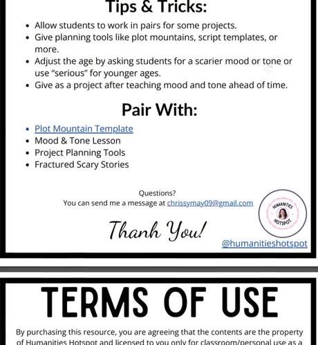 Spooky Mood & Tone Project Choice Board by Humanities Hotspot | TPT