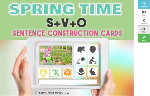 Spring Time S+V+O Sentences for Increasing MLU - BOOM CARDS™ | TPT