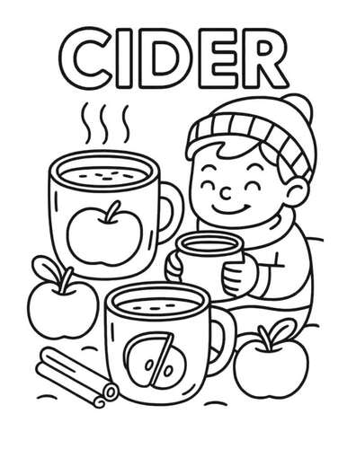 fall, autumn, cider, apples,harvest, coloring, printable,classroom ...