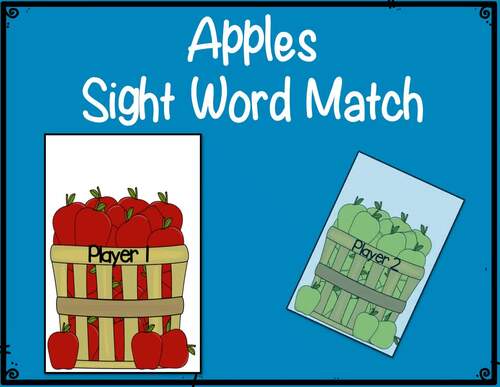 Apple Themed Sight Word Match Game by The Teaching Scene by Maureen