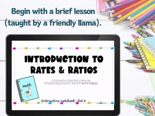 Equivalent Ratios & Tables: Digital Notebook Activities 6th Grade Math