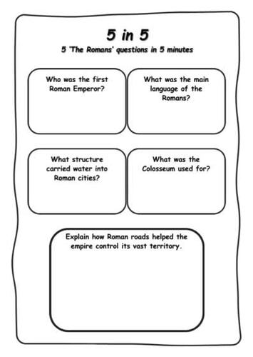History The Romans Starter Questions Worksheets PDF by Worksheet Whisperer