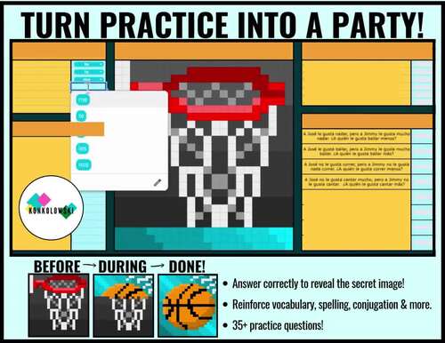 GUSTAR BUNDLE | Spanish 1 Warm Ups & Mystery Picture Pixel Art | Low Prep