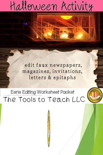 Fall Halloween Eerie Editing Grammar Worksheet Packet No Prep | TPT