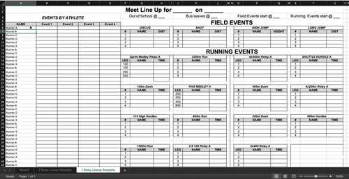 Track and Field Lineup Creator- Custom by Corey Bradley | TPT