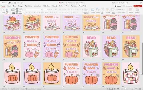 Autumn/ Fall Literacy Bookish Posters (pastel theme) by Magical Kinders