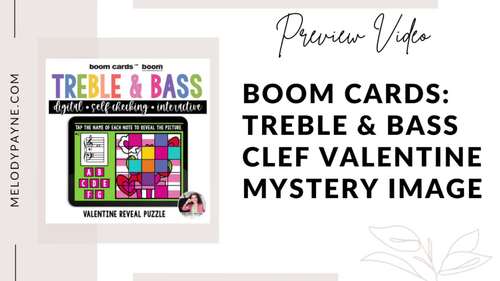 Treble and Bass Clef Valentine Mystery Image Reveal Boom Cards™ | TpT