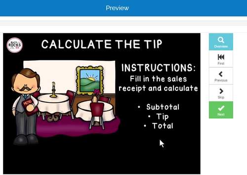 Calculate Tip and Total Cost of a Bill Boom Cards™ Finance Math ...