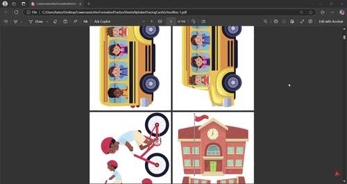 School Bus Lowercase Letter Formation Practice Sheets | Alphabet ...