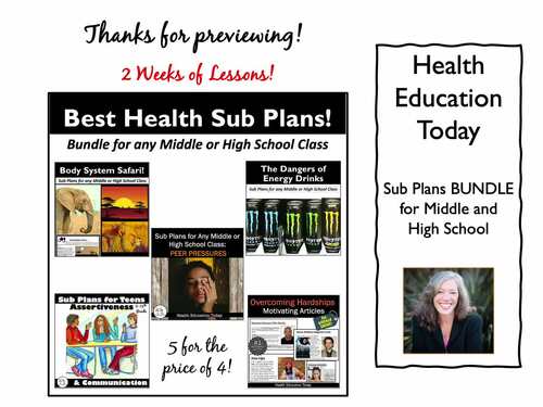 Health Sub Plans Bundle: 2 Weeks of Healthy Sub Plans - 5 PLANS INCLUDED!