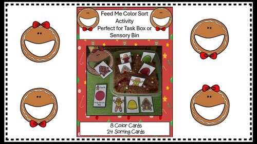 Feed Me Color Sort Gingerbread Theme Sensory Bin Task Box Center Activity