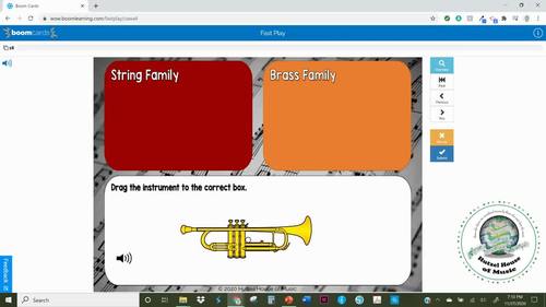 Musical Instrument Families Sorting Activity Boom Cards Distance Learning