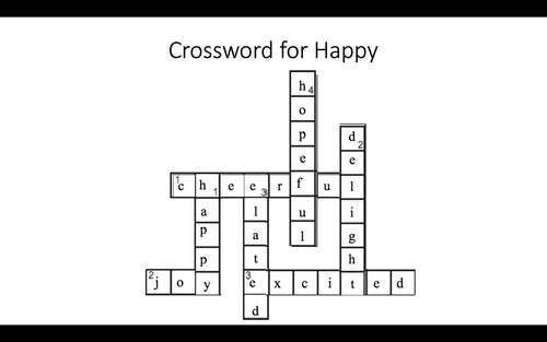 Words For Sad Word Search And Crossword [zones Of Self Regulation Activities]