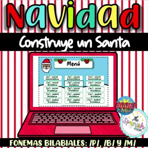 Navidad: Construye un Santa / Articulación /p/b/m/ BOOMCARDS / Spanish ...