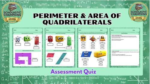 PERIMETER & AREA OF QUADRILATERALS*Assessment Quiz Test*Middle School ...