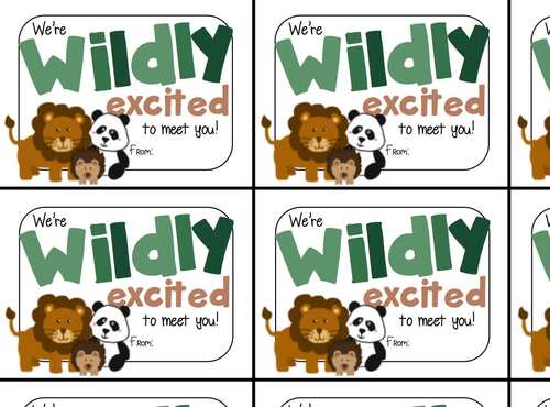 Cute Animals Beginning of Year Gift Tag- I'm (We're) Wildly excited to ...