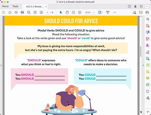 ESL Elementary Lesson: Learn Should & Could for Advice by ESL Class ...