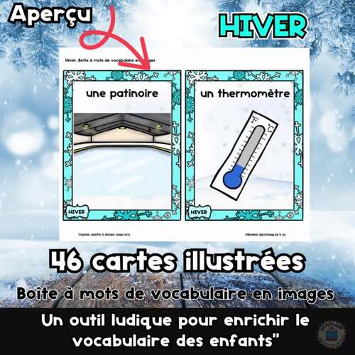 Boîte à mots de vocabulaire en images Hiver | TPT