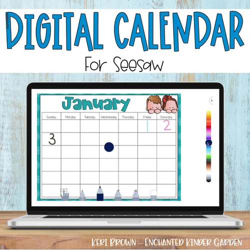 Seesaw Calendar | January Digital Calendar by Keri Brown | TPT
