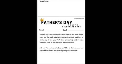 Father’s Day Reading Comprehension Printable Activities ELA & Holiday ...