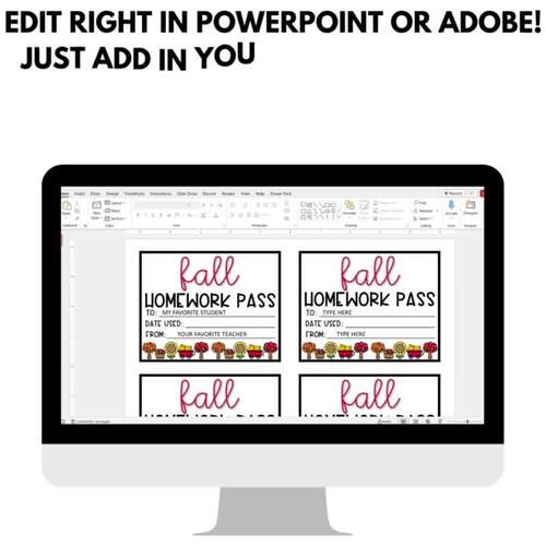 Homework Passes Fall Themed by Thriving Teacher Inc | TPT