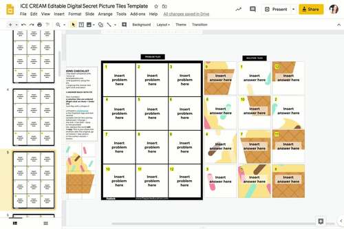Ice Cream Digital Editable Google Slide Secret Pictures | Distance Learning