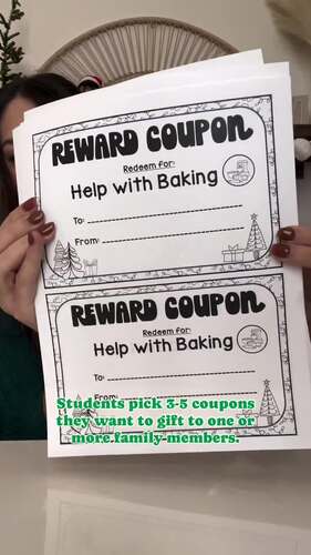 Family Coupon Book Parent Christmas Gift from Students Winter Family Gift