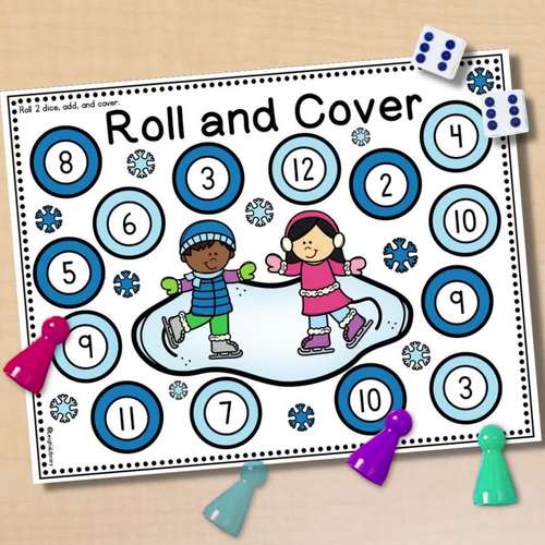 Winter Roll and Spin Math Games for Addition, Subtraction, and Number ...