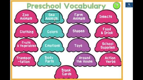 Preschool Vocabulary Build a Cupcake - No Print Speech Therapy BOOM Cards