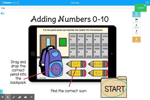 Addition Boom Cards™: Numbers 0-10 (Back to School Theme) by Ever Joyful