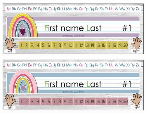 Boho Rainbow Editable Desk Name Plates Desk Name Tags by Bilingually ...