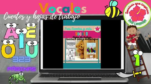 Las Vocales a e i o u Spanish Vowels Bundle trazar colorear | TpT