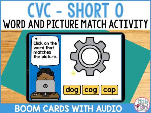 CVC Short O Word and Picture Match Phonics Boom Cards with Audio ...