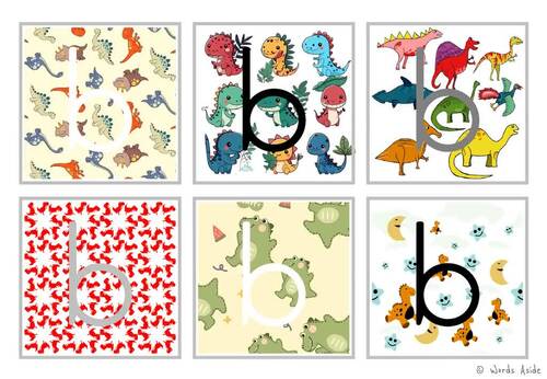 Visual Perceptual Literacy Support Cards Dinosaur Alphabet by Words Aside