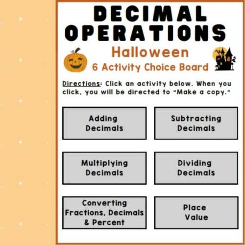 Adding Subtracting Multiplying & Dividing Decimals | Halloween Digital ...