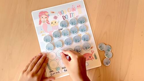 Mermaid Reward Chart for Kids, Behavior Sticker Chart, Toddler Goal Chart